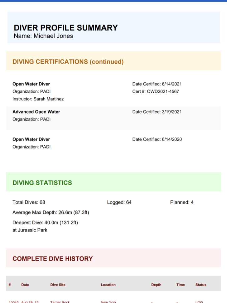 ScubaDive.AI - Scuba Diving Logbook